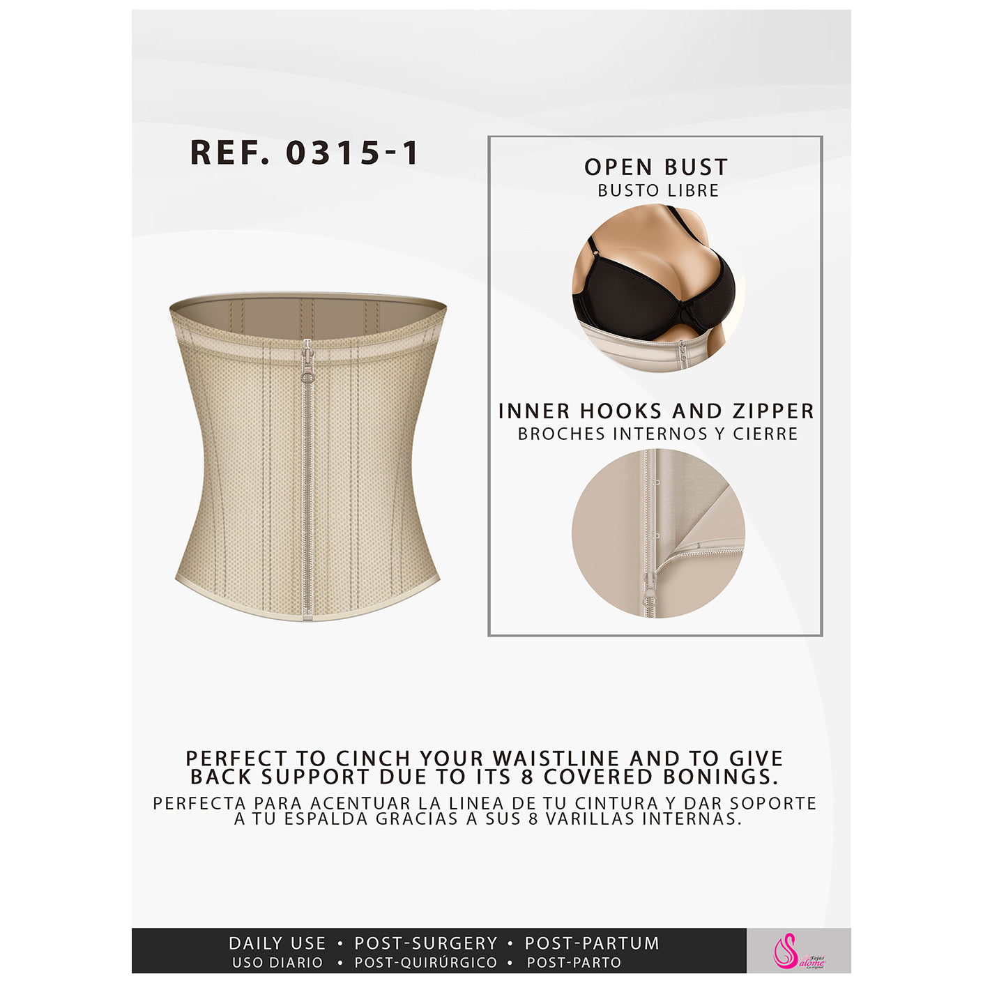 Fajas Salome 0315-1 Strapless Waist Cincher – Salome Fajas US